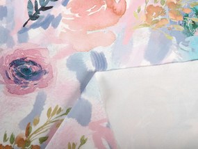 Biante Sametový běhoun na stůl Tamara TMR-030 Růžovo-modré akvarelové květy 20x180 cm