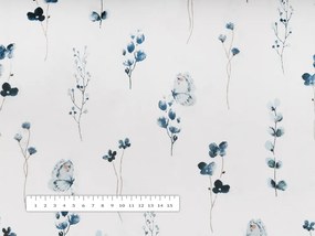 Biante Bavlněný obdélníkový ubrus Sandra SA-398 Modré kvítí s motýlky 140x180 cm