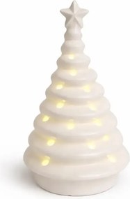 LED svítící dekorace keramický stromeček, 6,2 × 6,2 × 11,2 cm, teple bílá, 2× LR44