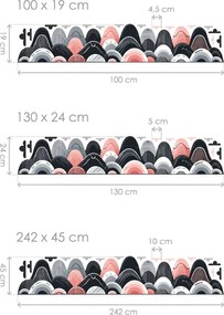 Hory růžové textilní přelepitelné samolepky na zeď arch 100 x 19 cm