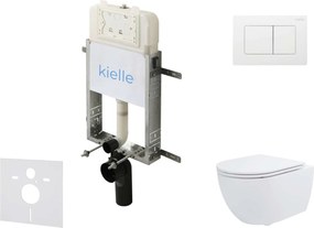 kielle Genesis New - Set předstěnové instalace, klozetu Oudee, Vortex Rimless+, sedátka softclose a tlačítka Gemini New III, lesklá bílá 30502SZ07