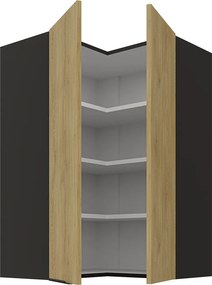 CREMONA cc | horní kuchyňská skříňka 60x60 GN-90 2F (90°) rohová s policemi | VYSOKÁ | 60x60 cm | černá/cremona