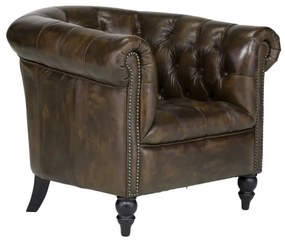 furniture-nabytek.cz - Masivní křeslo Chesterfield Shelford z pravé kůže, hnědé