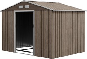 Outsunny kůlna na nářadí 4,9 m², zahradní kůlna s jednoplášťovou střechou, posuvné dveře, základy, 277 x 195 x 192 cm, pozinkovaná ocelová kůlna na n…