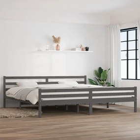 814836 vidaXL Rám postele šedý masivní dřevo 180 x 200 cm Super King