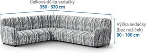 Bielastické potahy OCEANO NOVÉ šedo-modré rohová sedačka (š. 350 - 530 cm)