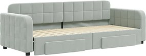 Válenda s přistýlkou a zásuvkami světle šedá 80 x 200 cm samet 3196970