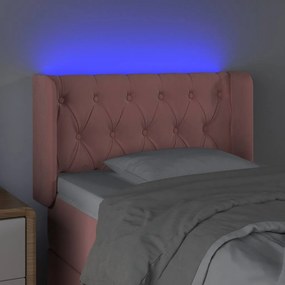 Čelo postele s LED růžové 83 x 16 x 78/88 cm samet 3123607