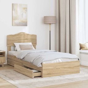 Postel s úložným prostorem se zásuvkou Sonoma dub 90 x 190 cm 3413140