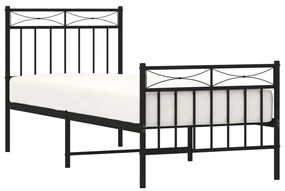 Kovový rám postele s hlavovým a nožním čelem černý 80 x 200 cm - Default Title