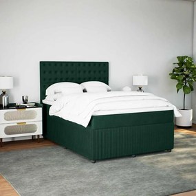 Box spring postel s matrací tmavě zelená 140x200 cm samet 3294673
