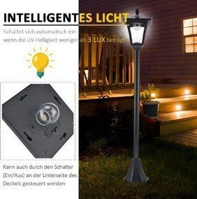 Outsunny Solární zahradní lucerna Lantern Path Light s LED 40 lumenů černá 18 x 18 x 160cm | Aosom