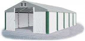 Skladový stan 5x10x2,5m střecha PVC 560g/m2 boky PVC 500g/m2 konstrukce ZIMA PLUS Zelená Bílá Šedá