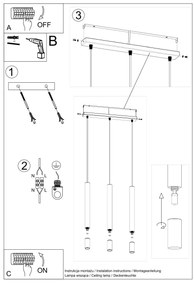 Závěsné svítidlo Wezyr, 3x skleněné/bílé kovové stínítko