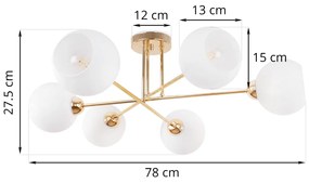Stropní svítidlo Eliza, 6x bílé skleněné stínítko, G