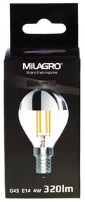 Dekorační LED žárovka se zrcadlovým vrchlíkem E14 teplá 2700k 4w 320 lm chromová