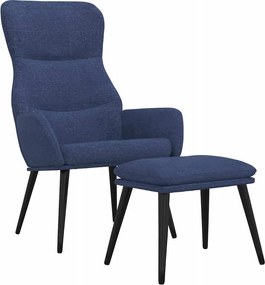 Relaxační křeslo se stoličkou modré textil 3097433