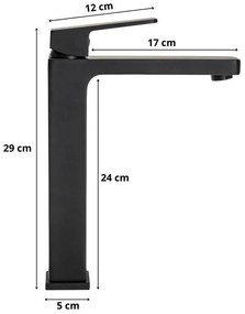Erga Sara, vysoká umyvadlová baterie h-290, černá matná, ERG-YKA-BU.SARA36-BLK