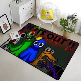 Protiskluzový koberec / předložka s barevnými motivy ze hry "Rainbow friends" vhodný do dětského pokoje (7-11) Barva: 11, Velikost: 100 cm x 120 cm