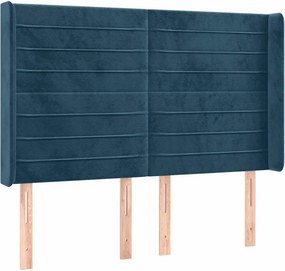 Box spring postel s matrací a LED tmavě modrá 140x200 cm samet 3139629
