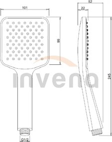 Invena Trend, ruční sprchová hlavice s 1 funkcí, černá, INV-AS-91-004-S