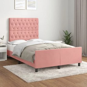 Rám postele s čelem růžový 120 x 190 cm samet