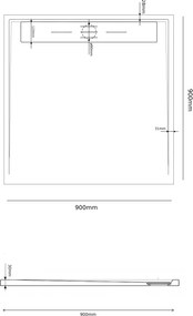 Gamma Erga Almac, SMC sprchová vanička 90 x 90 x 3 cm, černá matná, ERG-GMA-AL-9090BK