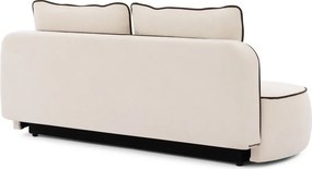 Hnědá/krémová sametová rozkládací/s úložným prostorem pohovka 210 cm Saga – Ropez