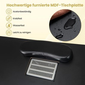 Costway Manikúrní stůl s elektrickým odsáváním prachu a podpěrou