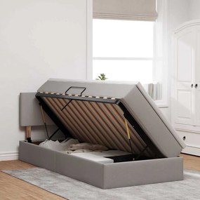 Postel s úložným prostorem a matrací Taupe 90 x 200 cm Samet 3370422