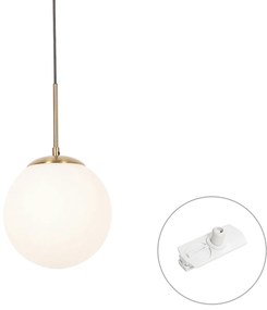 Závěsné svítidlo Art Deco zlaté s opálovým sklem vč. adaptéru na lištu bílé 1-fázové - Iconic Flore