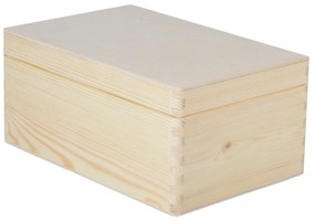 Dřevěná bedýnka s víkem 30 x 20 x 13 cm nejen na hračky - přírodní borovice - 2. JAKOST!