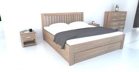 Dřevěná postel z masivu Postelia BELNA Buk s úložným prostorem 200x200cm - bukové dvoulůžko o šíři masivu 4 cm