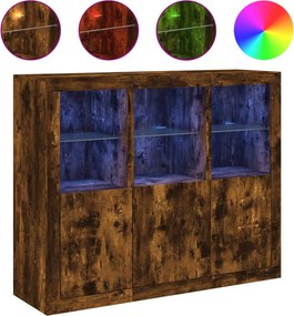 Příborníky s LED osvětlením 3 ks kouřový dub kompozitní dřevo 3209104