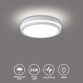 Brilagi - LED Venkovní stropní svítidlo BENE LED/24W/230V pr. 26 cm bílá IP54