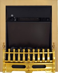 Elektrický krb HOMCOM Stojanový krb s efektem plamene 1000/2000W 48,2 x 18,5 x 59,2 cm ve zlaté barvě pro příjemné večery |
