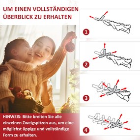 HOMCOM Vánoční strom, 700 teplých bílých LED diod, 2154 větviček, nehořlavý, plast/kov, 210 x 142 cm, zelený