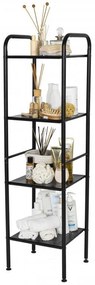 Erga Lexa, koupelnový kovový regál se 4 policemi 28x33x114,5 cm, černá matná, ERG-YKA-P.LEXA-4-BLK