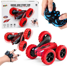 LEAN Toys Kaskadérské auto s dálkovým ovládáním RC pomocí gest 360°, červené