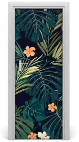 Samolepící fototapeta na dveře havajské květiny 95x205 cm