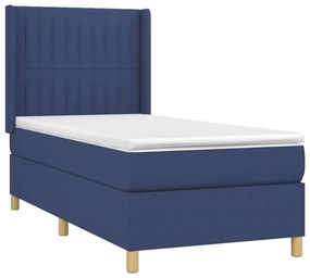 Box spring postel s matrací a LED modrá 90x190 cm textil,  3139003