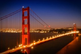 Umělecká fotografie Evening Cityscape of Golden Gate Bridge, Melanie Viola, (40 x 26.7 cm)