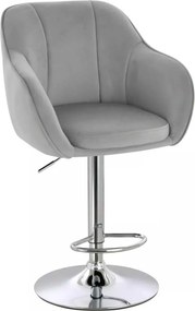 LuxuryForm DESIGN Barová židle AVOLA VELUR na stříbrné kulaté podstavě - světle šedá