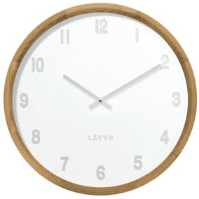 Světlé dřevěné bílé hodiny LAVVU FADE LCT4060