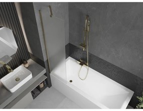 Mexen Next, vanová zástěna 1-křídlová 50 x 150 cm, fixní křídlo, 6 mm námraza sklo, zlatý profil, 895-050-000-00-30-50