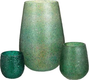 Velký zelený skleněný svícen Tom Green – Ø 17*26 cm