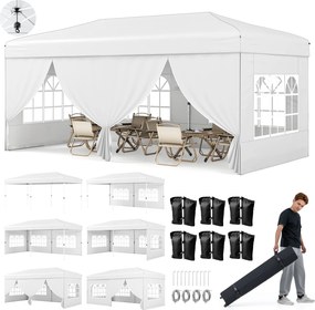 Costway Pavilon výsuvný skládací pavilon s kovovým rámem 6 boční stěny a 6 pytle
