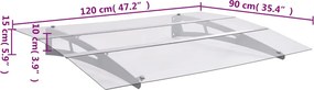 Vchodová stříška stříbrná a průhledná 120 x 90 cm polykarbonát 144828