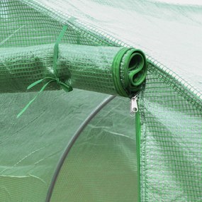 Náhradní plachta Outsunny pro zahradní skleníkový tunel 9 m², rozměry plachty 3L x 3B x 2H m PE anti-UV vodotěsná 6 oken + rolovací dveře na zip Zele…