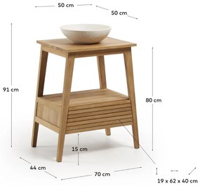 OnaDnes -20% Dřevěná koupelnová skříňka Kave Home Kuveni II. 80 x 70 cm